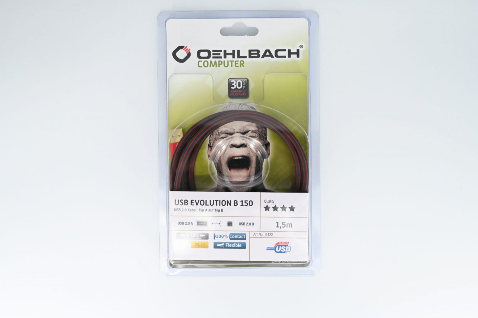 Oehlbach USB Evolution B 150 USB Kabel Typ A auf Typ B 1,5 Meter ...